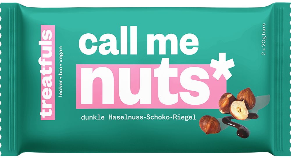 dunkle vegane Haselnuss-Schoko Riegel ohne raff. Zucker – treatfuls